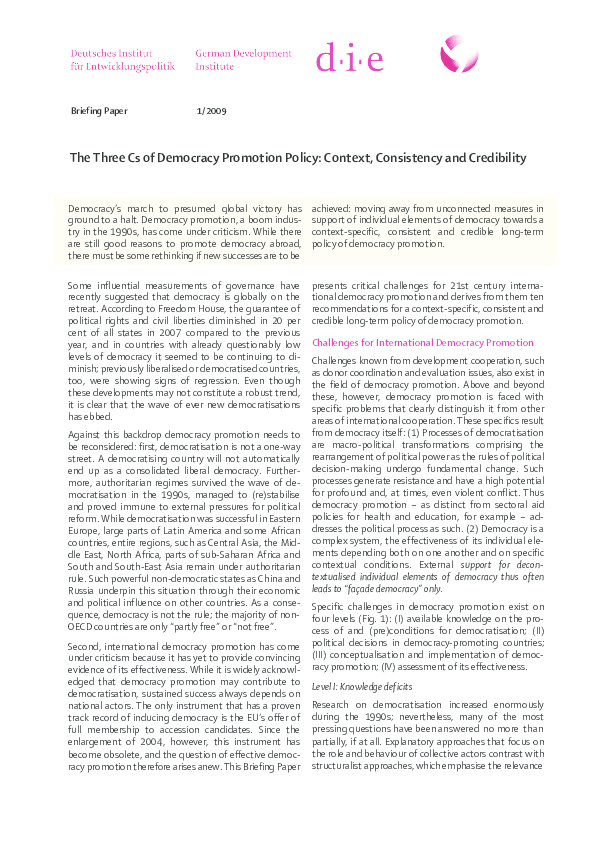 (PDF) The Three Cs of Democracy Promotion Policy: Context, Consistency ...