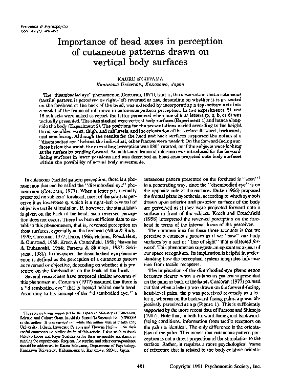 (PDF) Importance of head axes in perception of cutaneous patterns drawn ...