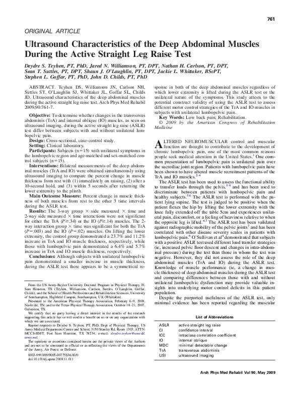 (PDF) Ultrasound Characteristics of the Deep Abdominal Muscles During ...