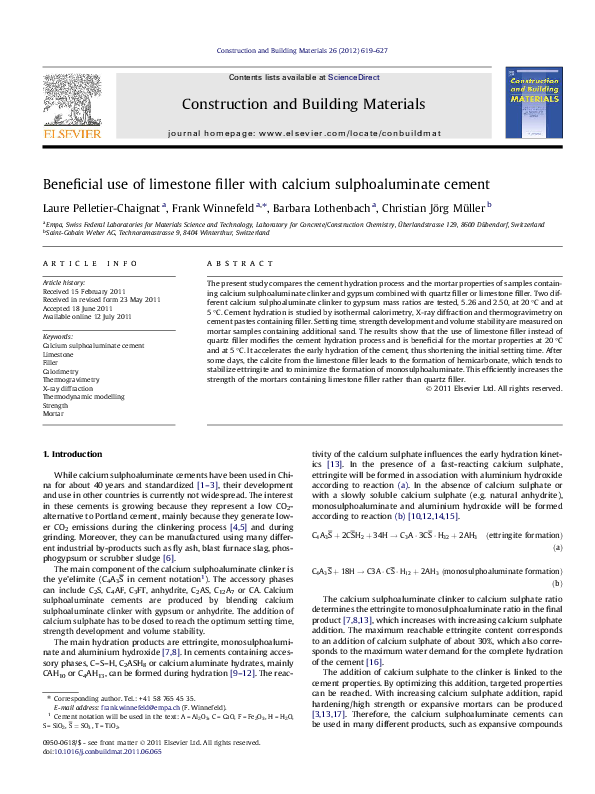 (PDF) Beneficial use of limestone filler with calcium sulphoaluminate ...