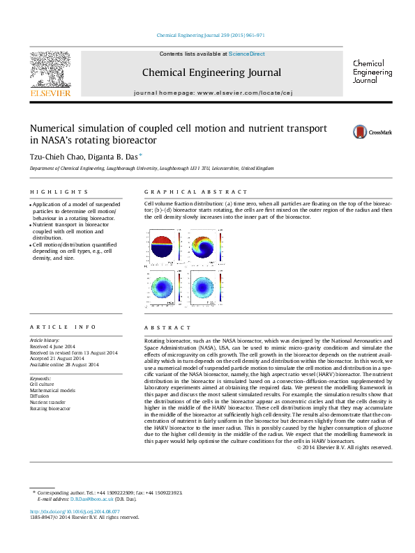 (PDF) Numerical simulation of coupled cell motion and nutrient ...