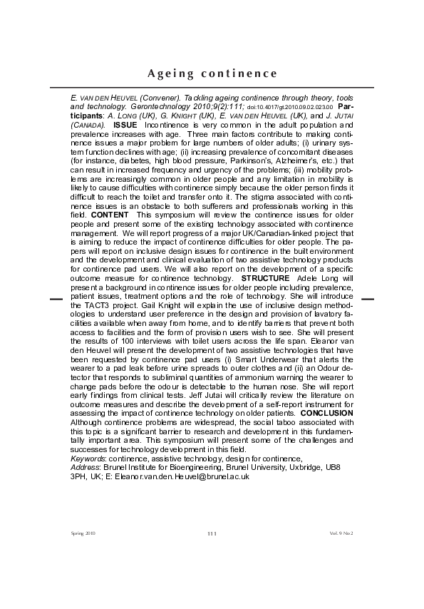 (PDF) Assistive technology for continence management issues