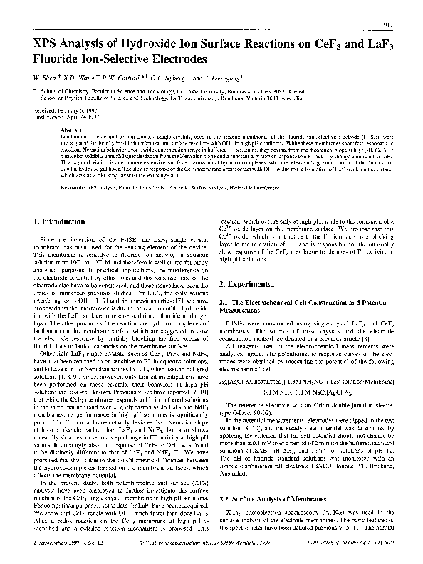 (PDF) XPS analysis of hydroxide ion surface reactions on reactions on ...
