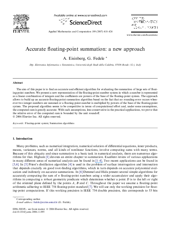 (PDF) Accurate floating-point summation: a new approach