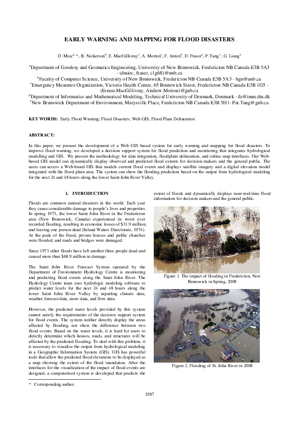 (PDF) Early warning and mapping for flood disasters