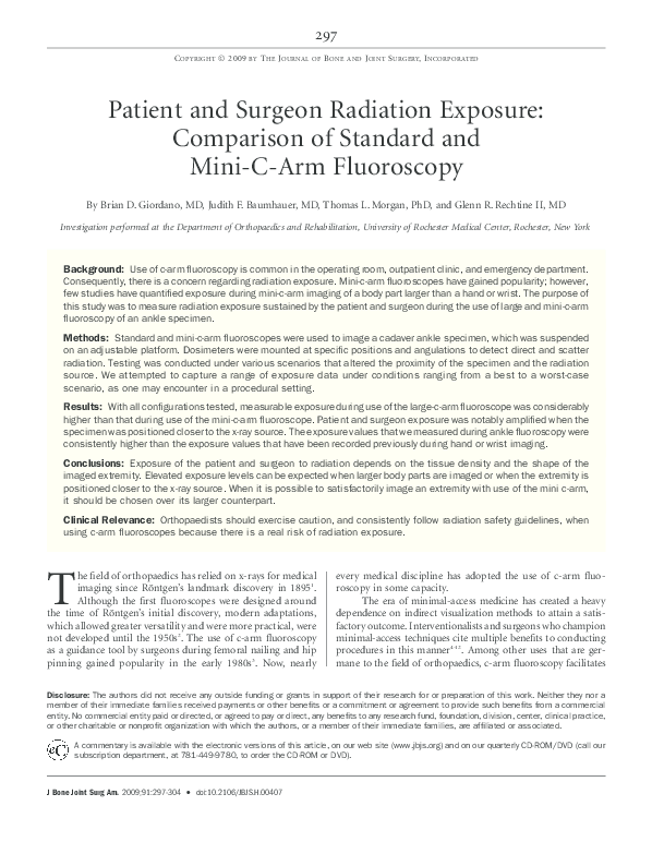 (PDF) Patient and Surgeon Radiation Exposure: Comparison of Standard ...