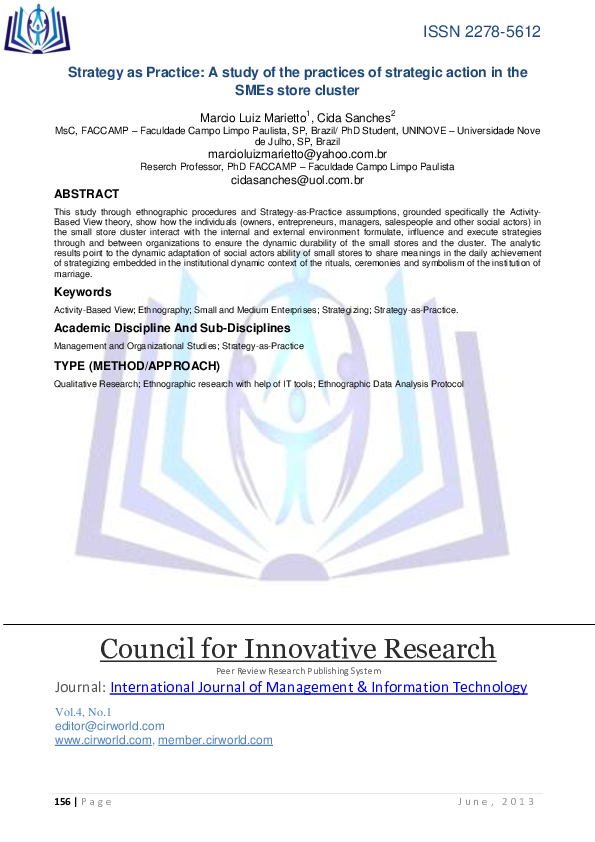 (PDF) Strategy as Practice: A study of the practices of strategic ...
