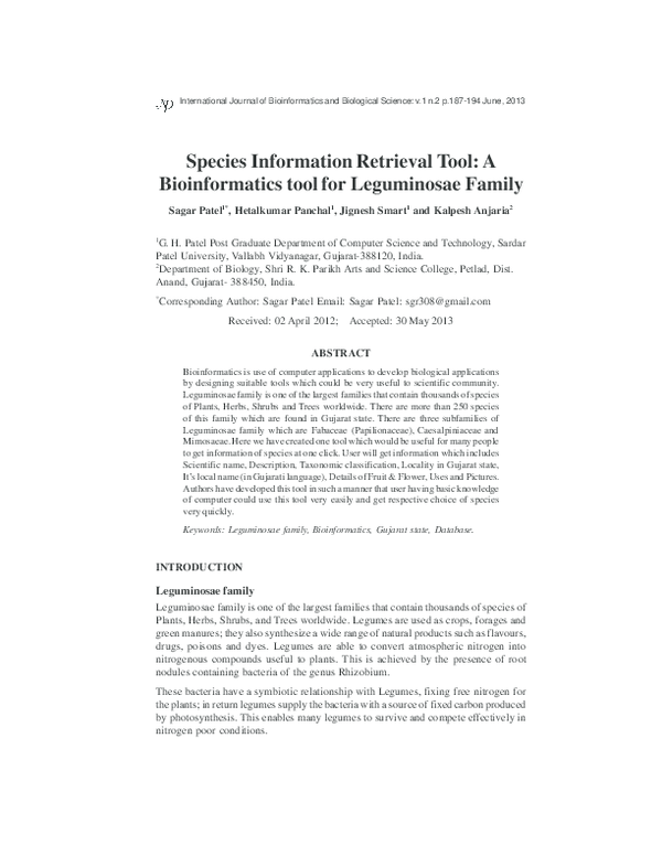 (PDF) Species Information Retrieval Tool: A Bioinformatics tool for ...