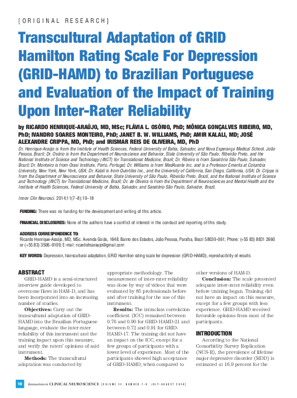 (PDF) Transcultural Adaptation of GRID Hamilton Rating Scale For ...