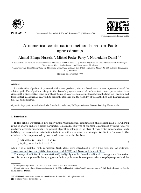 Pdf A Numerical Continuation Method Based On Pade Approximants