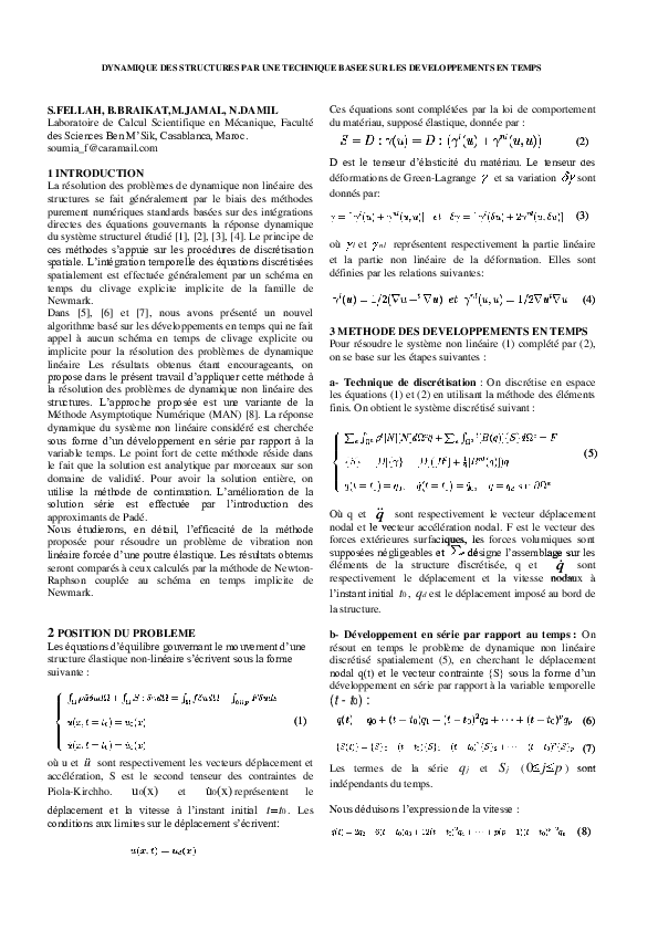 (PDF) Dynamique des structures par une technique basée sur les ...