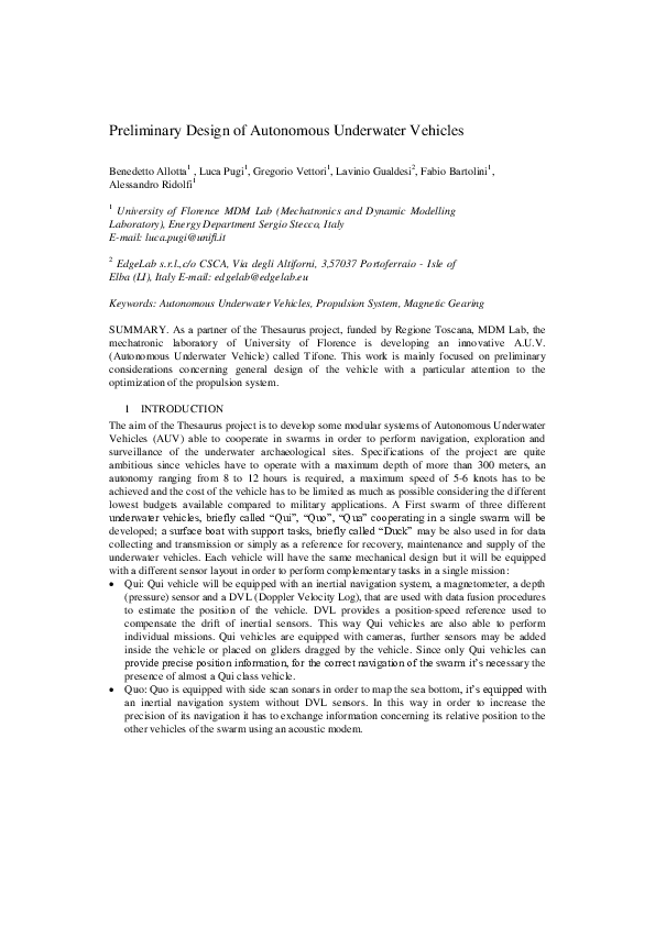 Pdf Preliminary Design Of Autonomous Underwater Vehicles