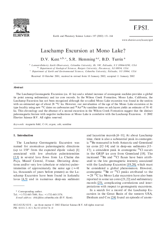 (PDF) Laschamp Excursion at Mono Lake?