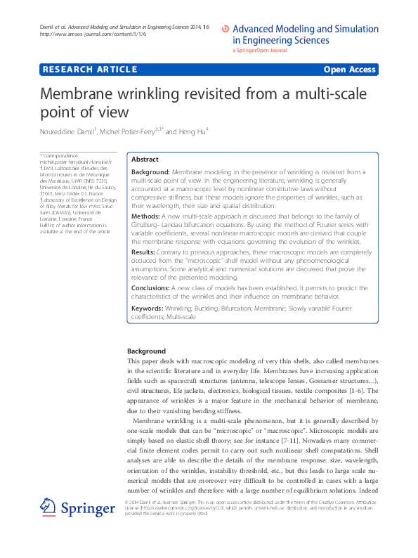 (PDF) Membrane wrinkling revisited from a multi-scale point of view