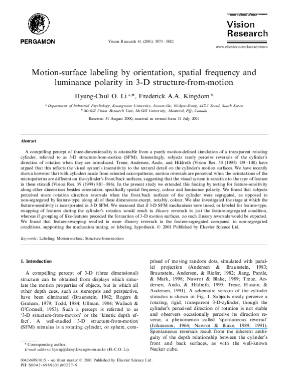 (PDF) Motion-surface labeling by orientation, spatial frequency and ...