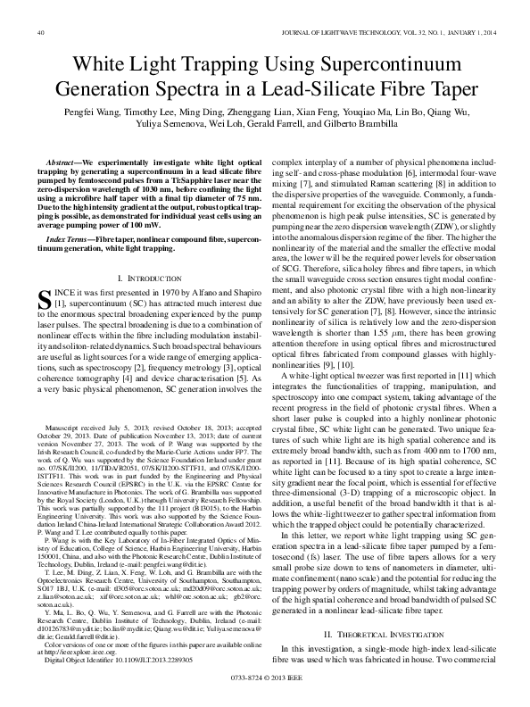 (PDF) White Light Trapping Using Supercontinuum Generation Spectra in a Lead-Silicate Fibre ...