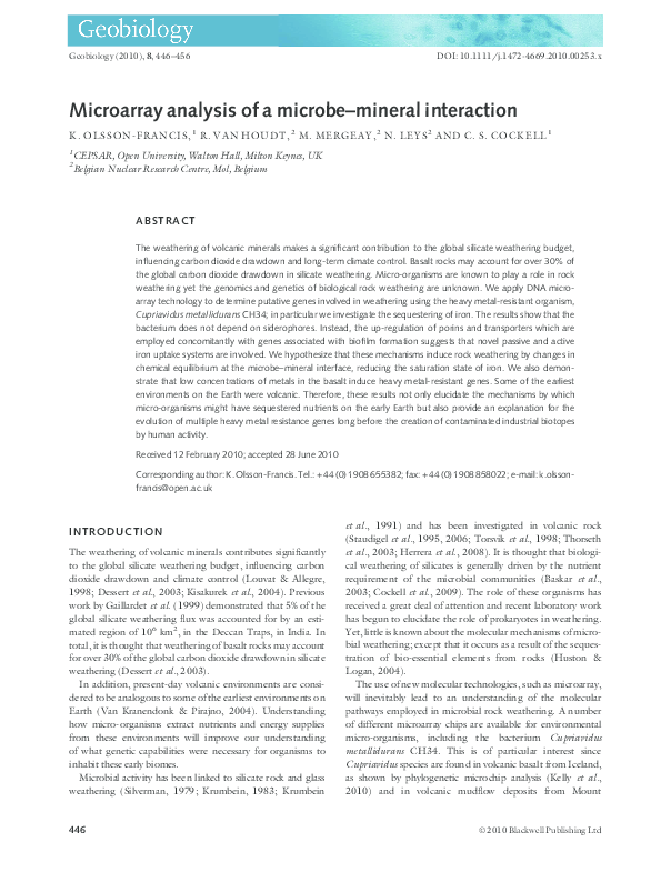 (PDF) Microarray analysis of a microbe-mineral interaction