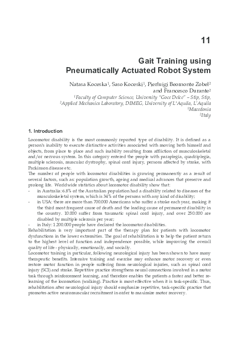 (PDF) Gait Training using Pneumatically Actuated Robot System
