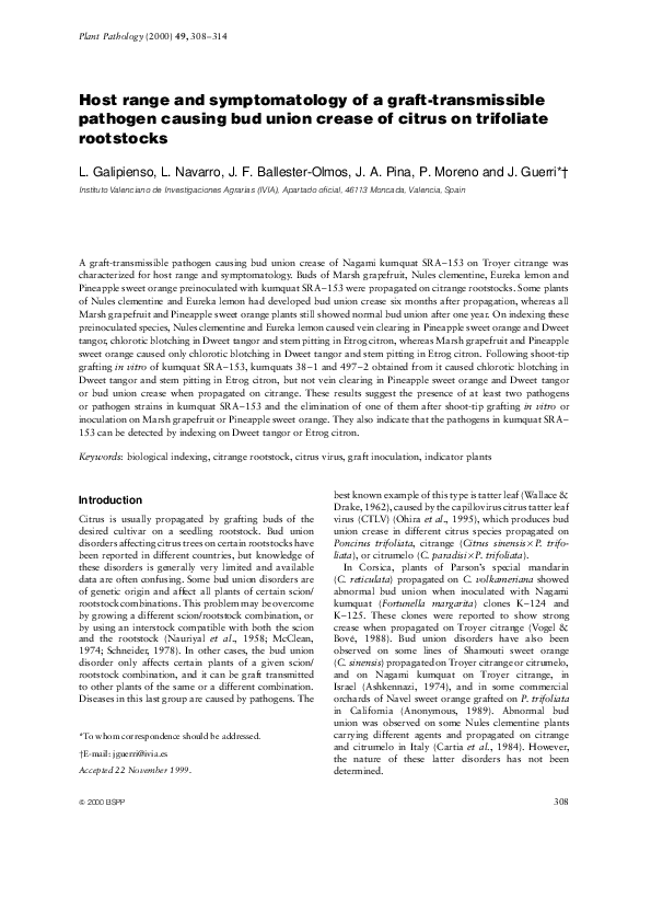 (PDF) Host range and symptomatology of a graft-transmissible pathogen ...