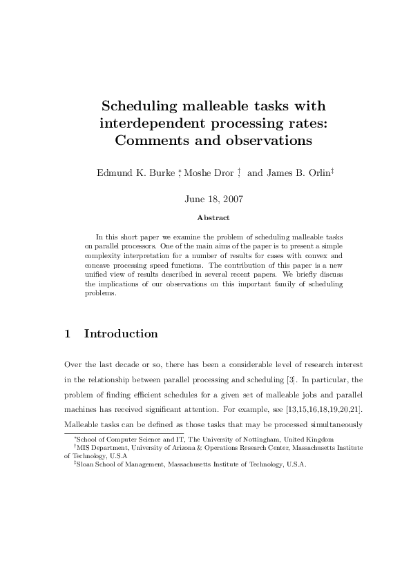 Pdf Scheduling Malleable Tasks With Interdependent Processing Rates Comments And Observations