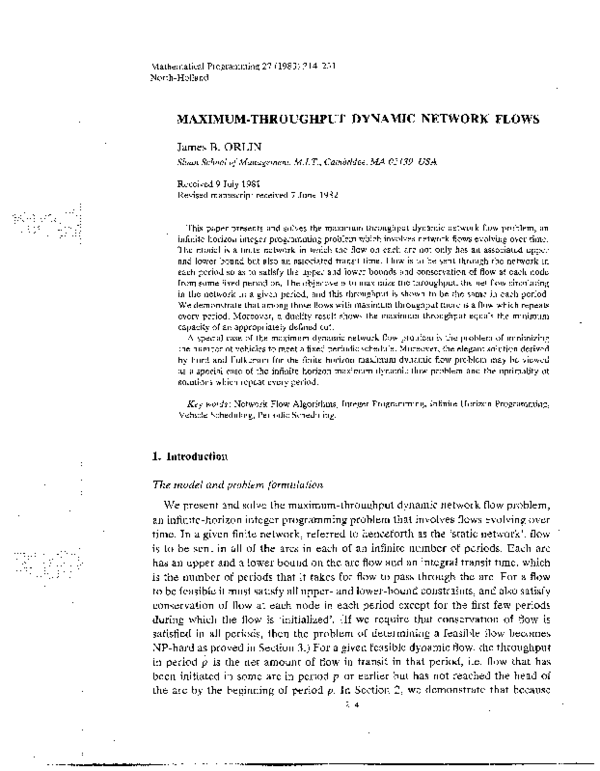 (PDF) Maximum-throughput dynamic network flows | James Orlin - Academia.edu