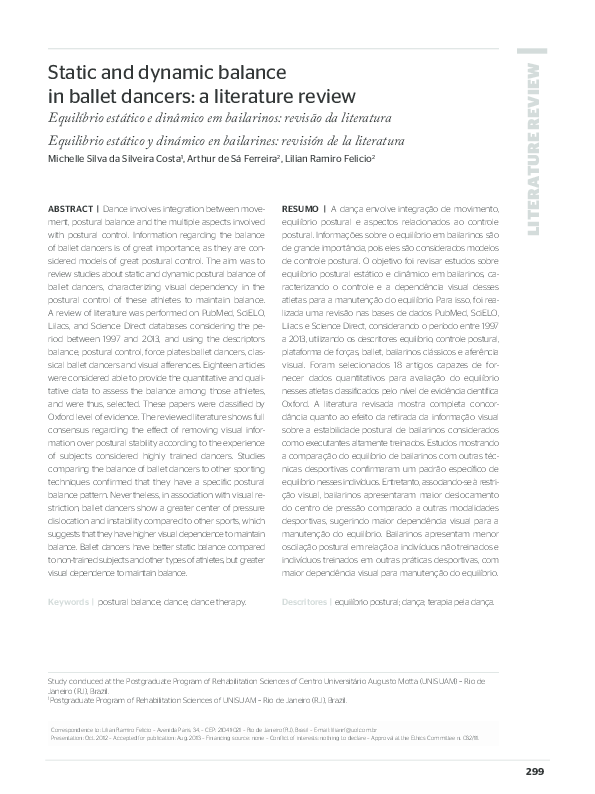 (PDF) Static and dynamic balance in ballet dancers: a literature review