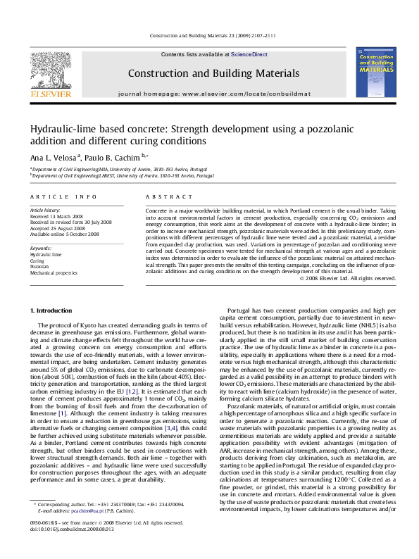 (PDF) Hydraulic-lime based concrete: Strength development using a ...
