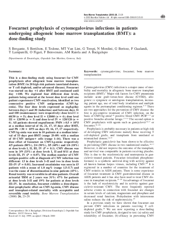 (PDF) Foscarnet prophylaxis of cytomegalovirus infections in patients ...