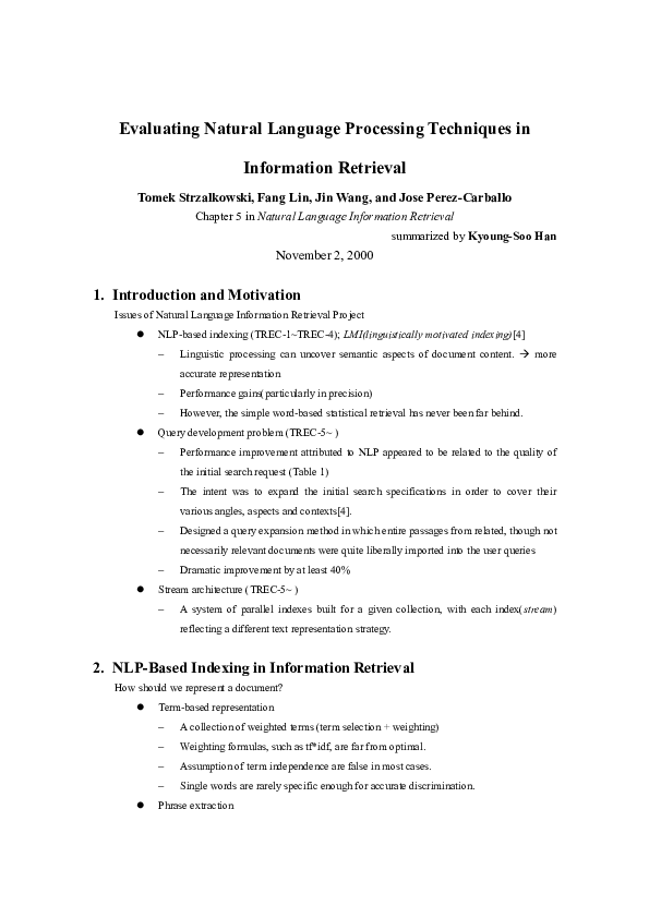 (PDF) Evaluating Natural Language Processing Techniques in Information ...