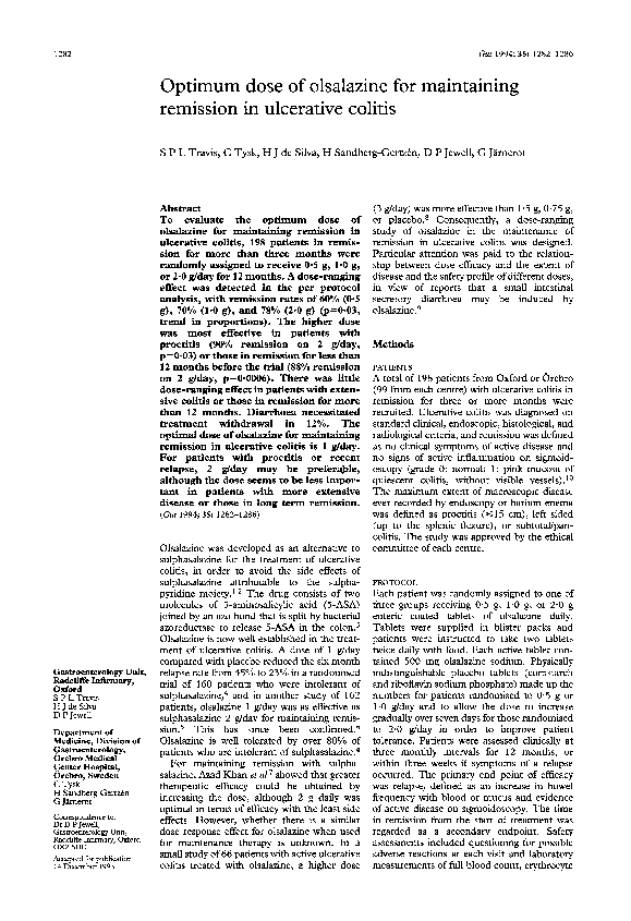 (PDF) Optimum dose of olsalazine for maintaining remission in ...