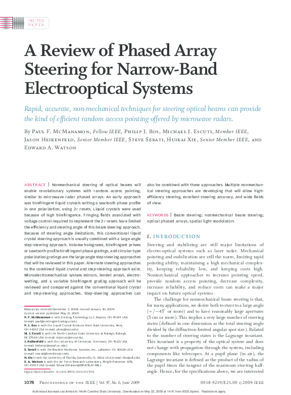 (PDF) A Review of Phased Array Steering for Narrow-Band Electrooptical ...