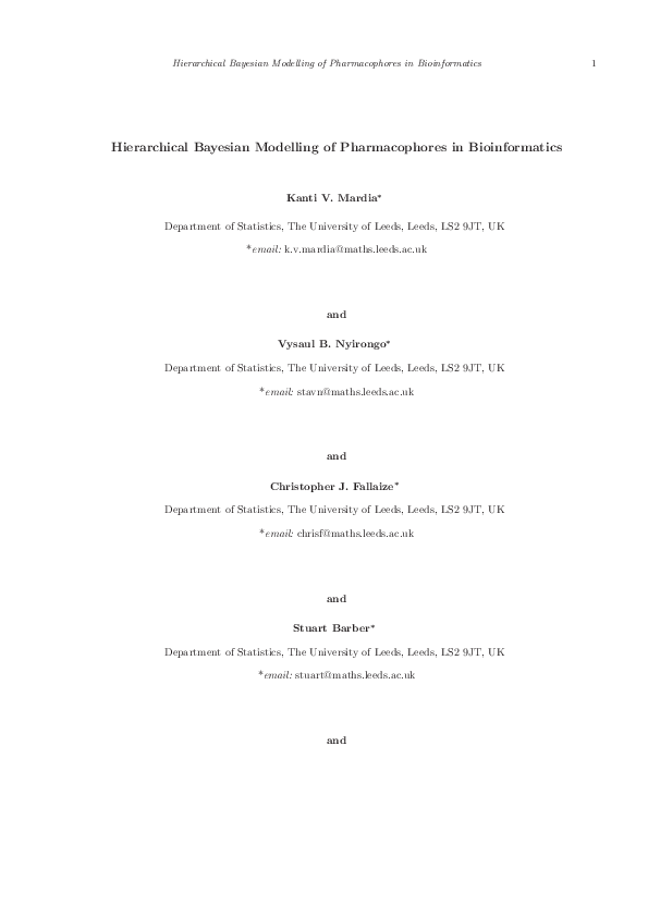 (PDF) Hierarchical Bayesian Modeling of Pharmacophores in Bioinformatics