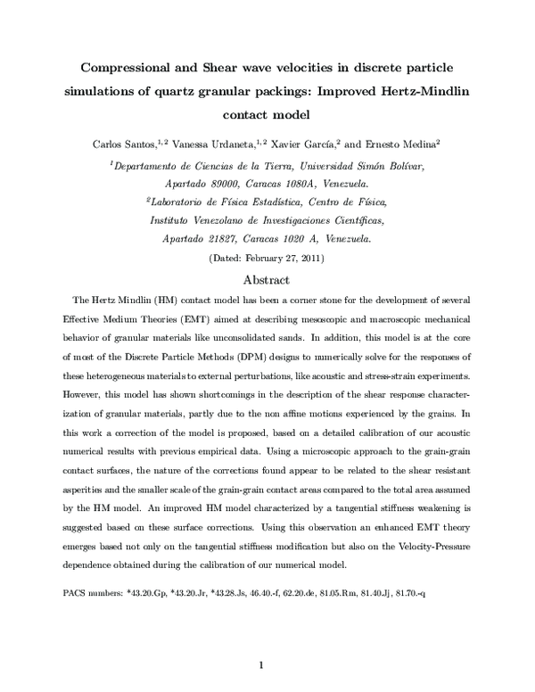 (PDF) Compression and shear-wave velocities in discrete particle ...