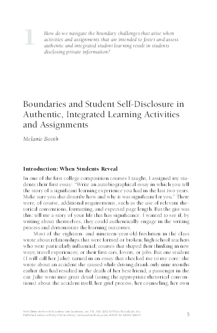 (PDF) Boundaries and student self-disclosure in authentic, integrated ...