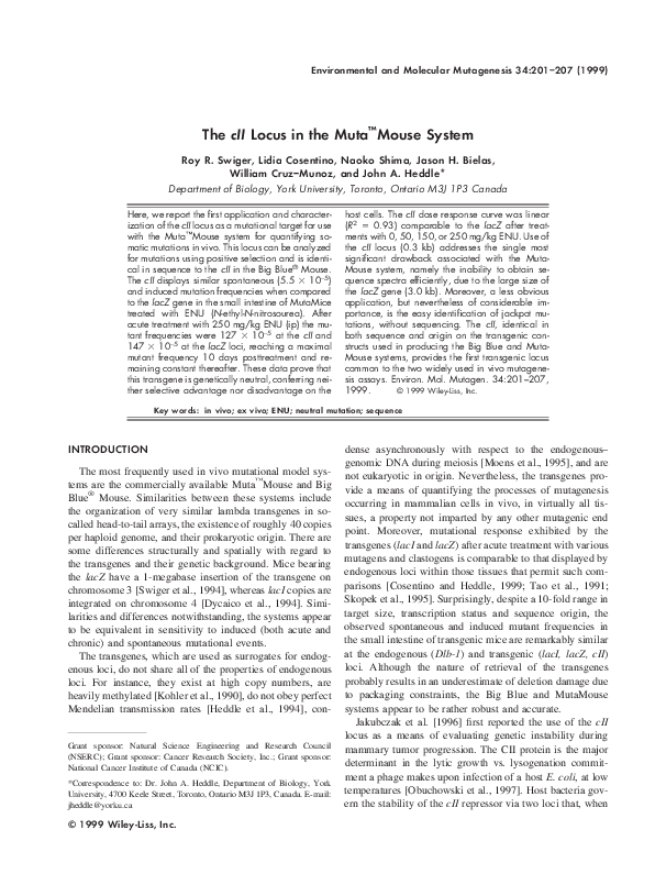 (PDF) The cII locus in the MutaMouse System | John A Heddle - Academia.edu