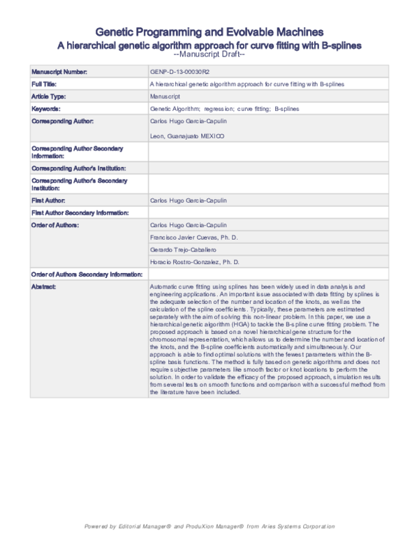 (PDF) A hierarchical genetic algorithm approach for curve fitting with B-splines