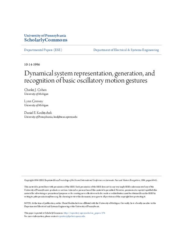 (PDF) Dynamical system representation, generation, and recognition of ...