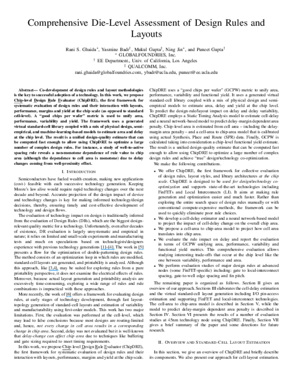 (PDF) Comprehensive die-level assessment of design rules and layouts