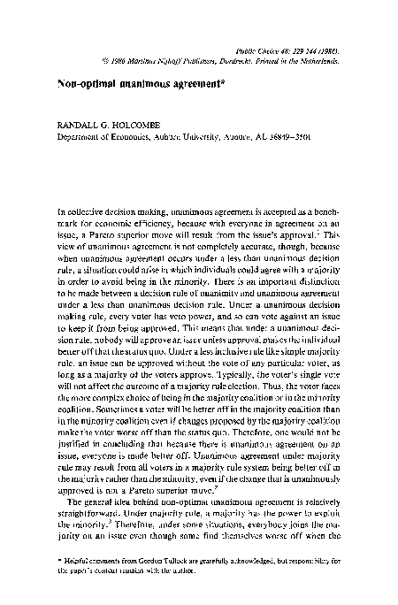 (PDF) Non-optimal unanimous agreement