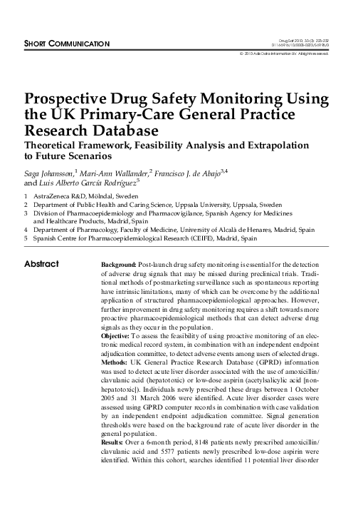 (PDF) Prospective Drug Safety Monitoring Using the UK Primary-Care ...