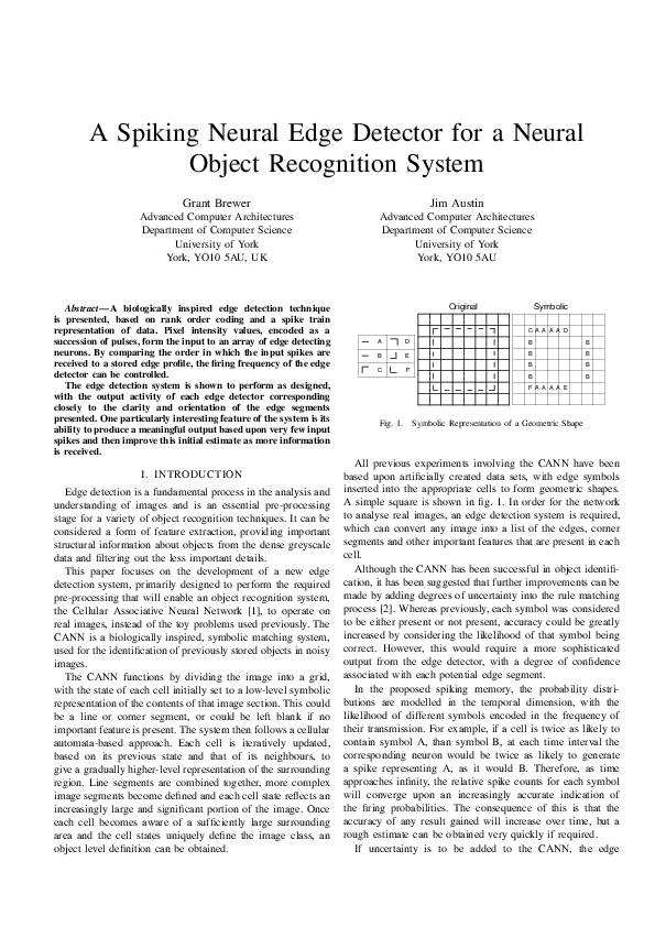 (PDF) A spiking neural edge detector for a neural object recognition system