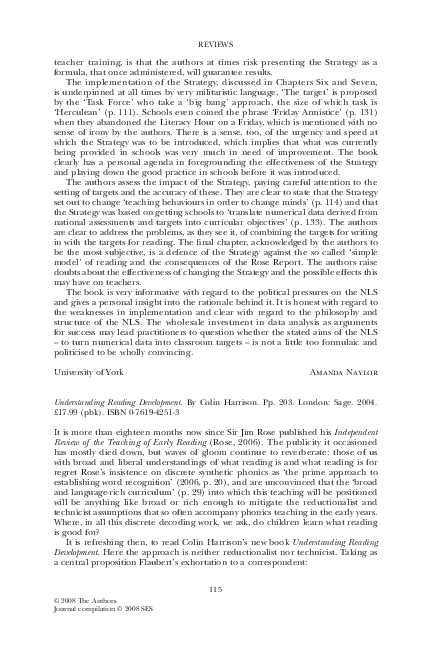 (PDF) Understanding Reading Development - by Colin Harrison