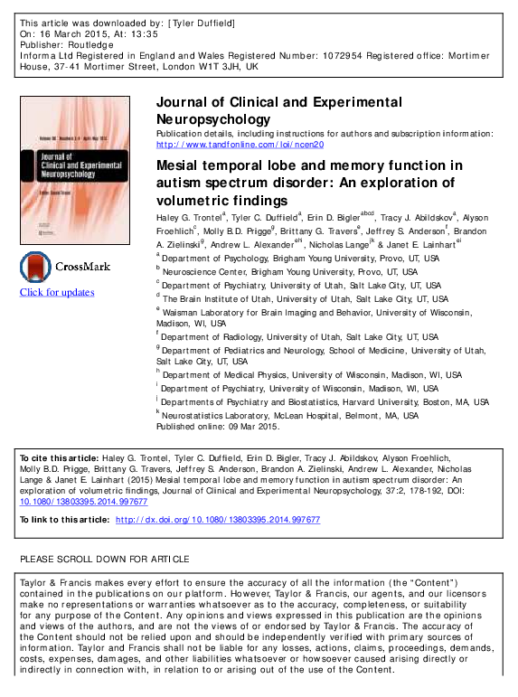 (PDF) Mesial temporal lobe and memory function in autism spectrum disorder: An exploration of ...