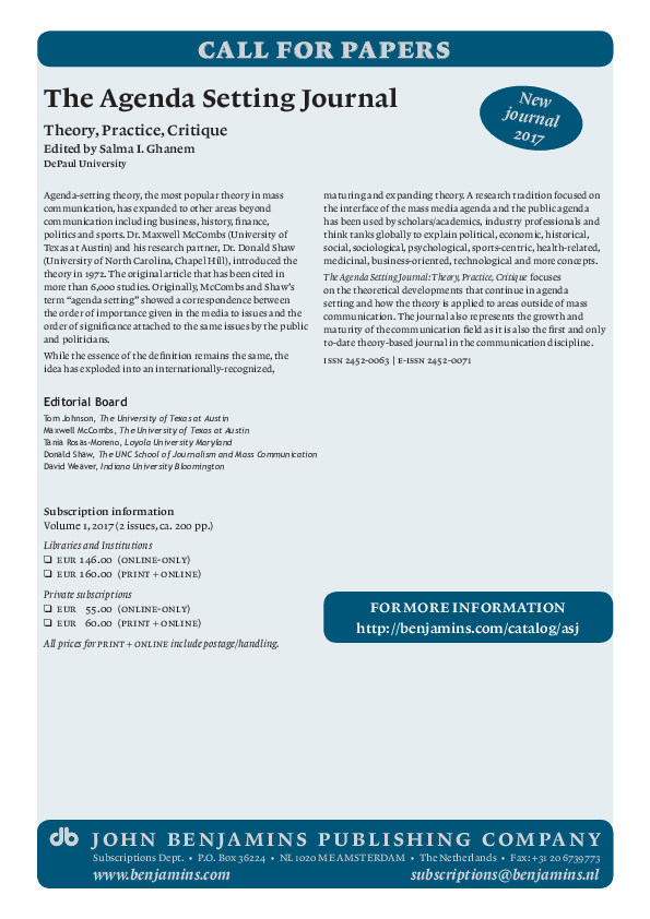 (PDF) Agenda setting and political advertising: Origins of the news agenda