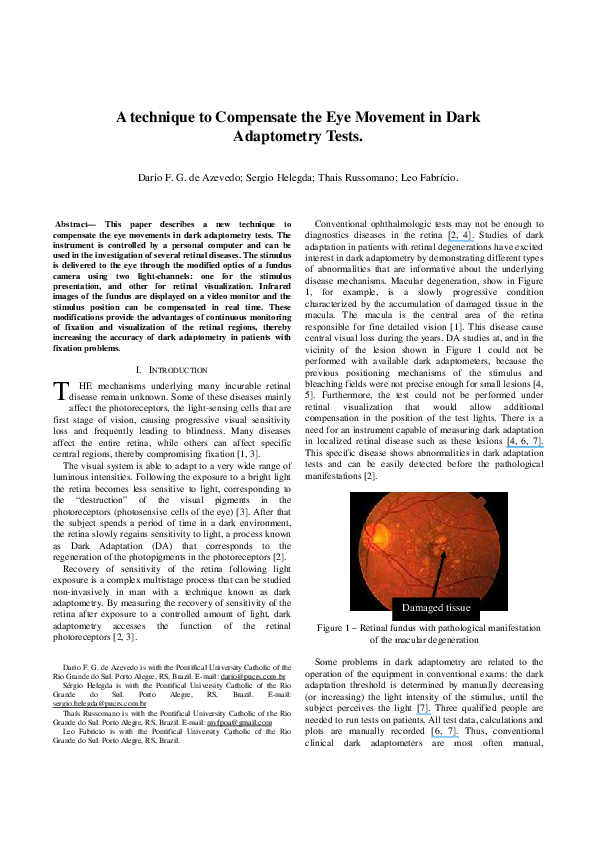 (PDF) A Technique to Compensate the Eye Movement in Dark Adaptometry Tests