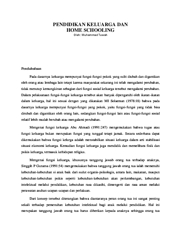 (PDF) PENDIDIKAN KELUARGA DAN HOME SCHOOLING