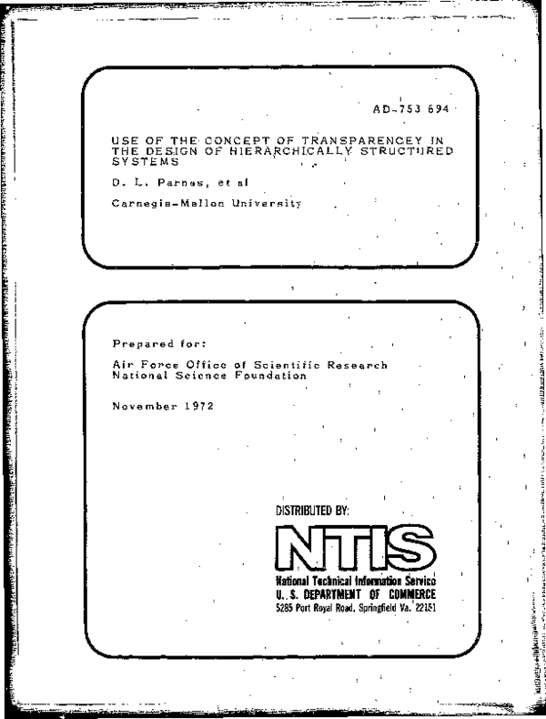 (PDF) Use of the concept of transparency in the design of hierarchically structured systems
