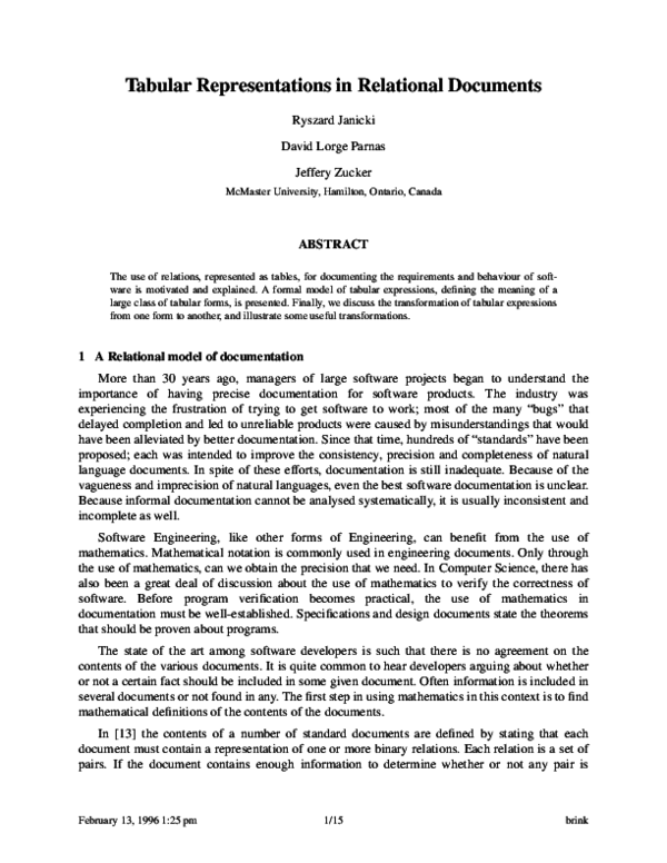 (PDF) Tabular Representations in Relational Documents