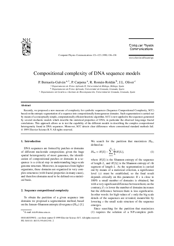 (PDF) Compositional complexity of DNA sequence models