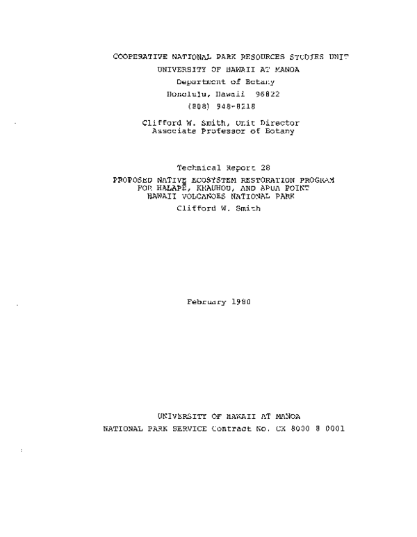 (PDF) Proposed native ecosystem restoration program for Halape, Keauhou ...